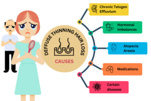 Diffuse Thinning Hair Loss: Symptoms, Causes and Treatments